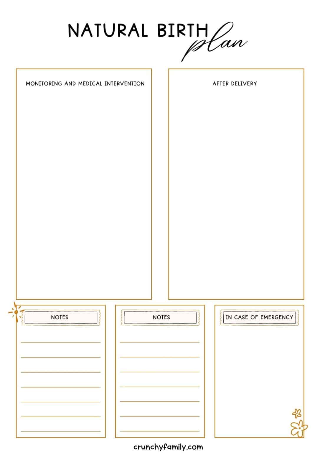 Sample Natural Birth Plans (Free Printable Fill in Template) - Crunchy Family