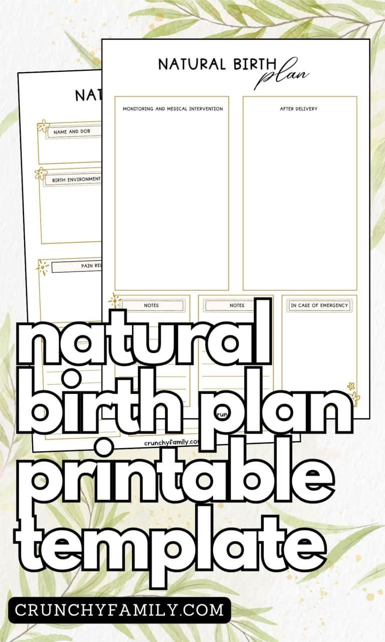 Sample Natural Birth Plans (Free Printable Fill in Template) - Crunchy ...